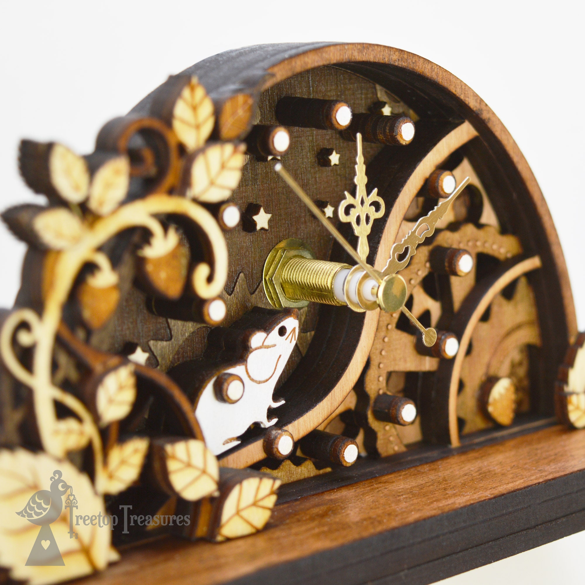 Small Clockwork Mice Mantel Clock Wooden Mantel Clock | Etsy UK