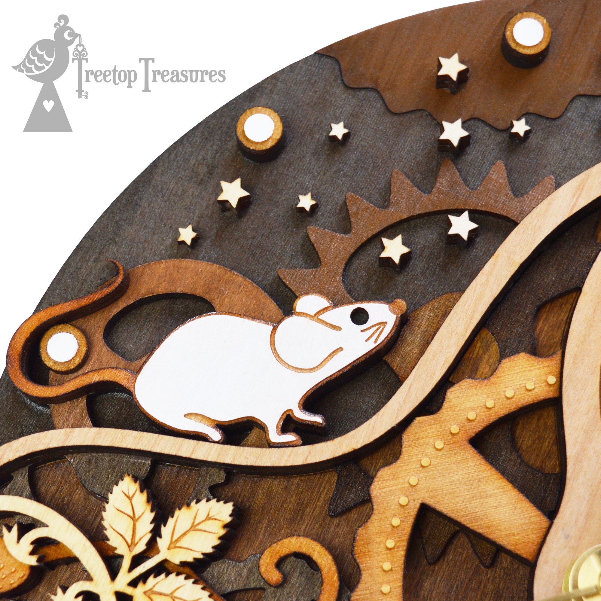 Personalised Clockwork Mice Layered Wooden Clock Hickory | Etsy UK