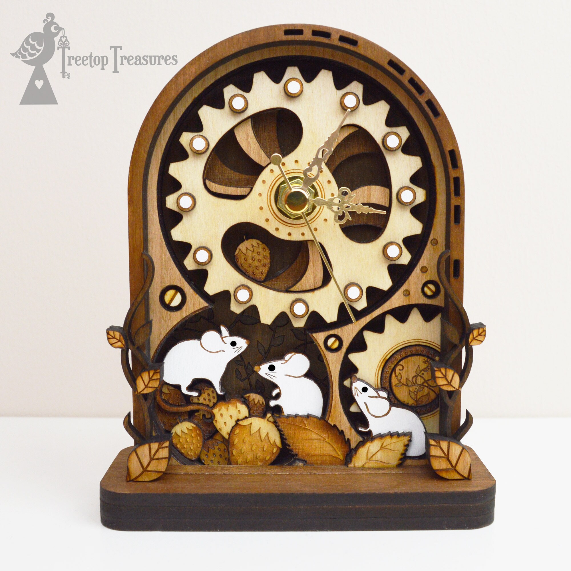 Small Clockwork Mice Mantel Clock Tall Wooden Mantel Clock | Etsy