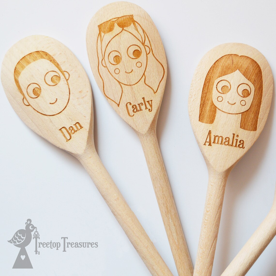 Custom Face Wooden Spoons Personalised Wooden Spoon Family - Etsy UK