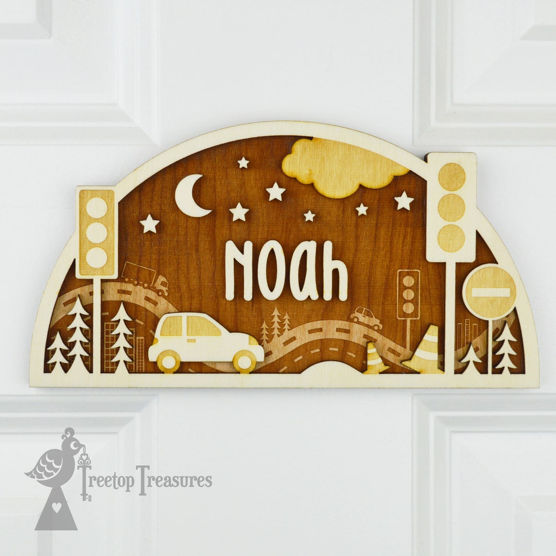 Personalised Transport Name Door Plaque, Cars Nursery Name Sign, Trucks ...