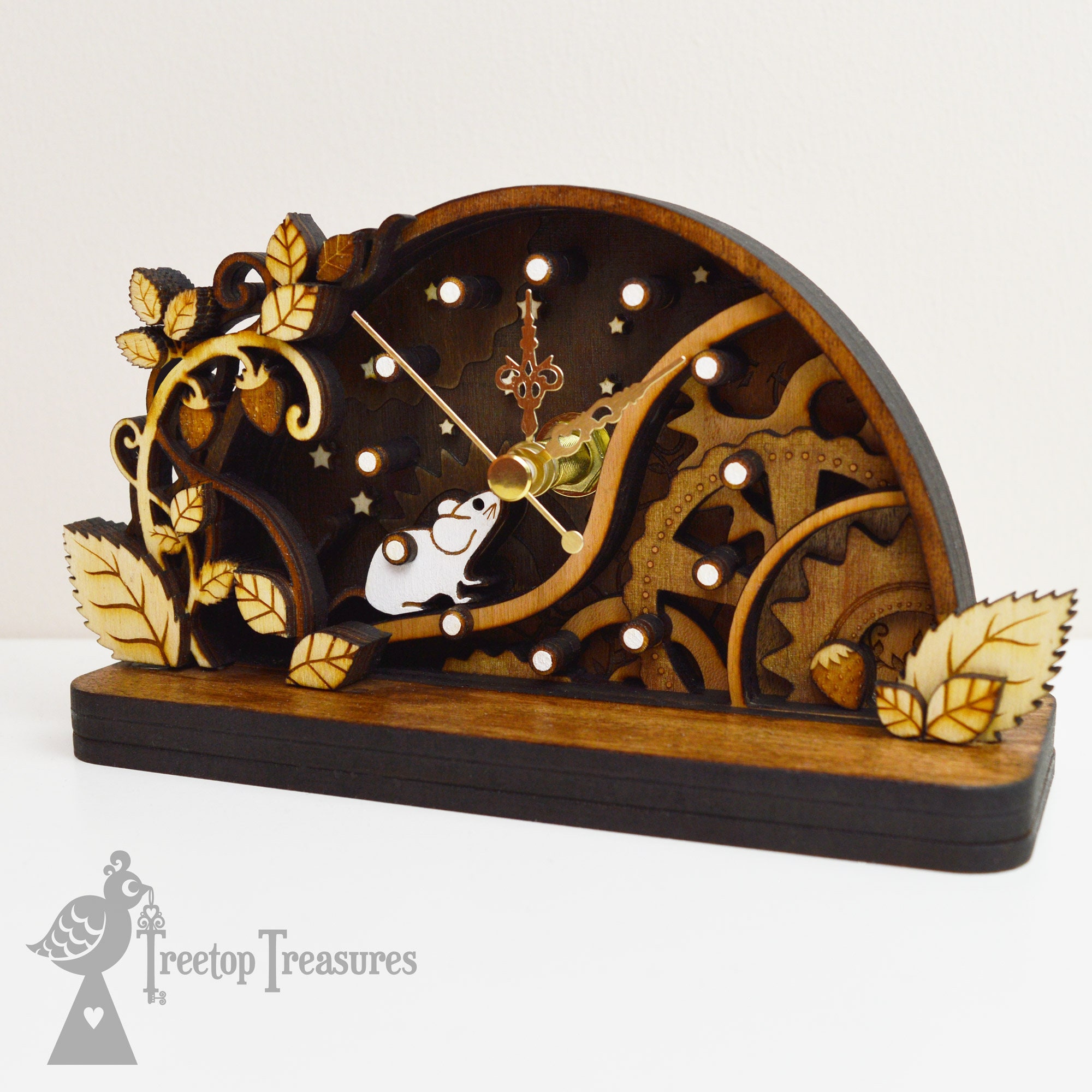 Small Clockwork Mice Mantel Clock Wooden Mantel Clock - Etsy UK