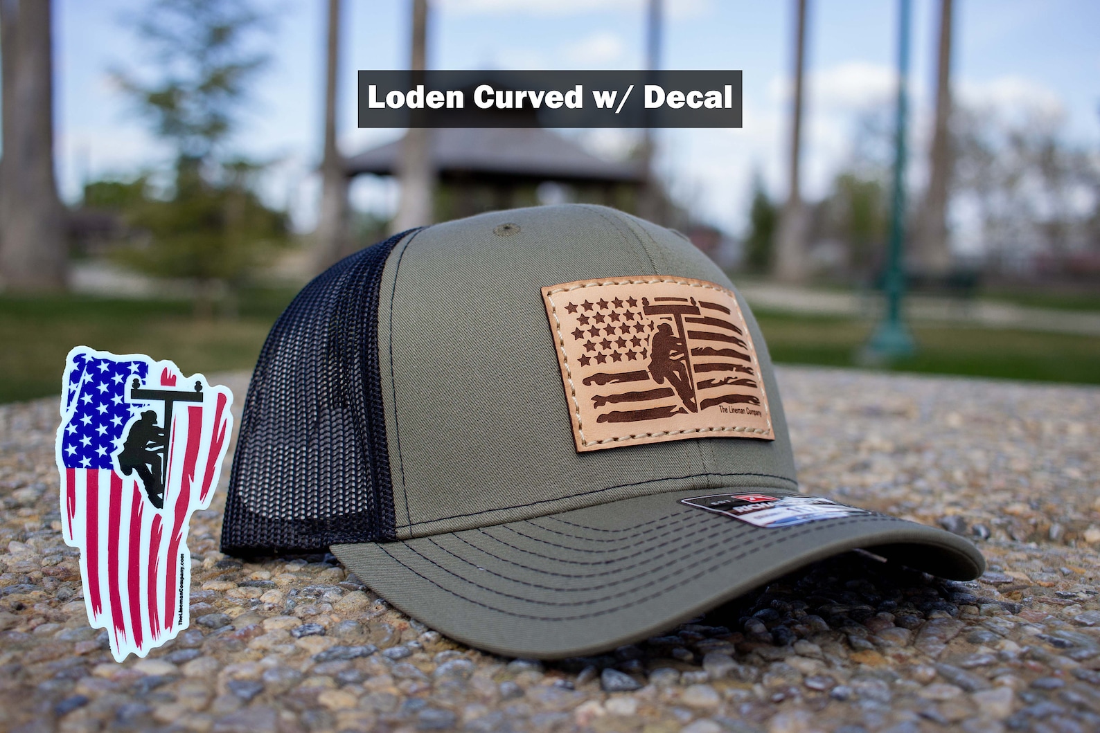 Lineman American Flag, Leather Patch Hat, Journeyman Lineman Hat ...