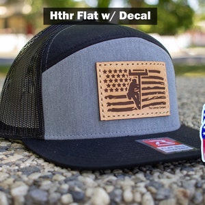 Lineman American Flag, Leather Patch Hat, Journeyman Lineman Hat ...