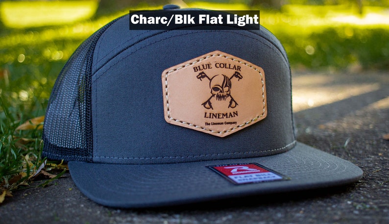 Blue Collar Lineman Leather Patch Hat Journeyman Lineman - Etsy