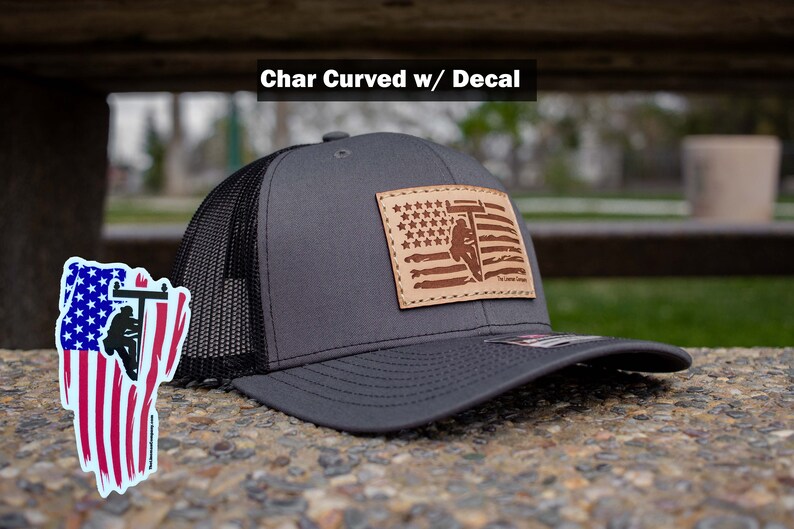Lineman American Flag, Leather Patch Hat, Journeyman Lineman Hat ...