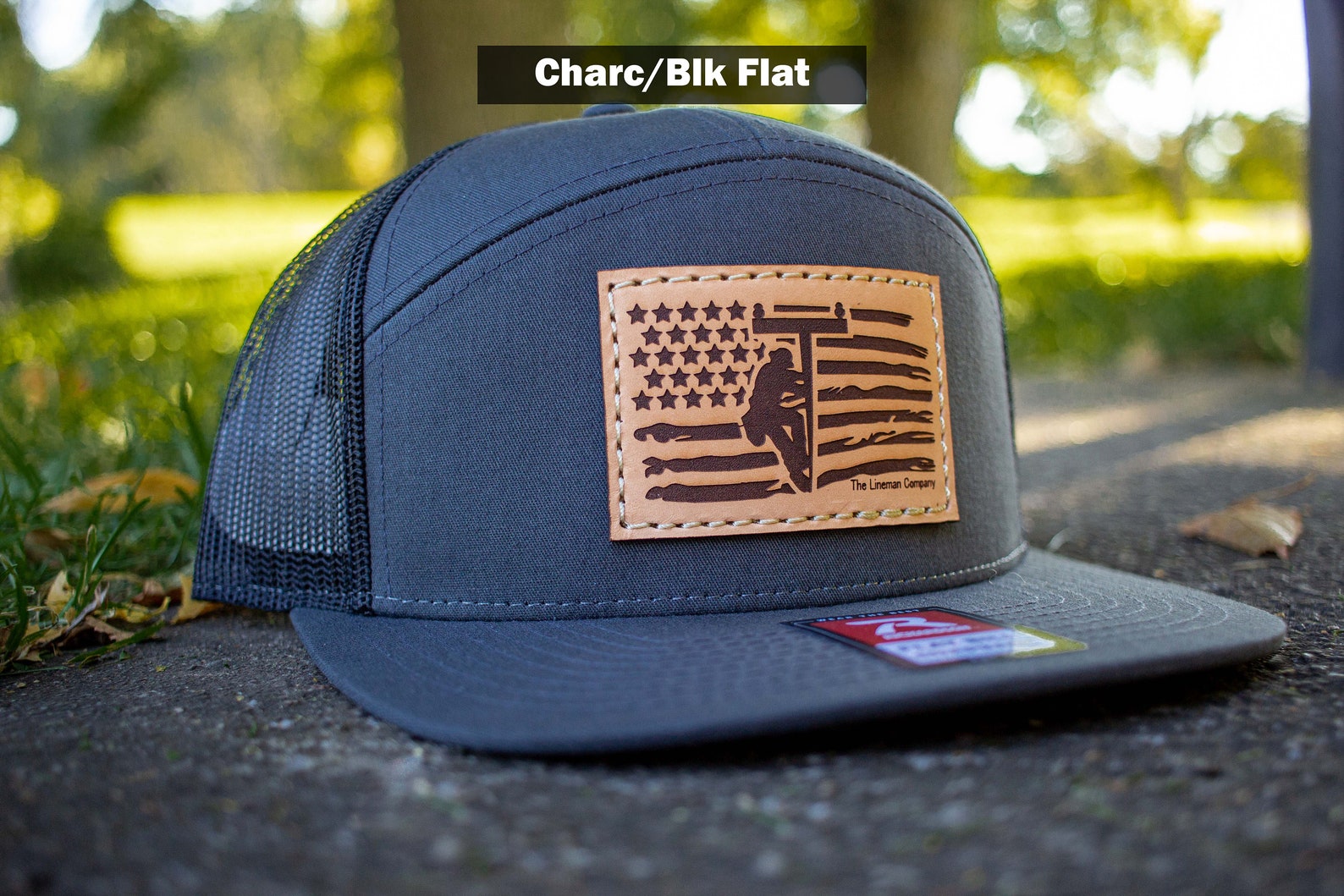 Lineman American Flag, Leather Patch Hat, Journeyman Lineman Hat ...