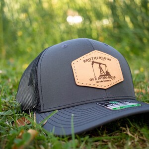 Oilfield Worker - Oil Rig Leather Patch Hat | Oilfield Gift, Great for ...