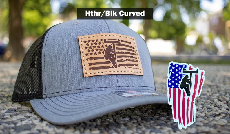 Lineman American Flag Leather Patch Hat Journeyman Lineman - Etsy