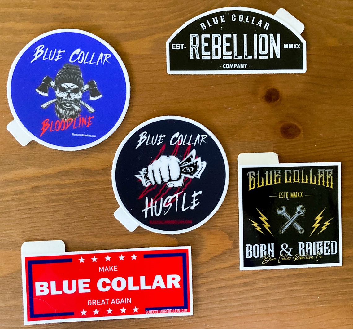 Blue Collar Hustle Blue Collar Sticker Lineman Sticker - Etsy
