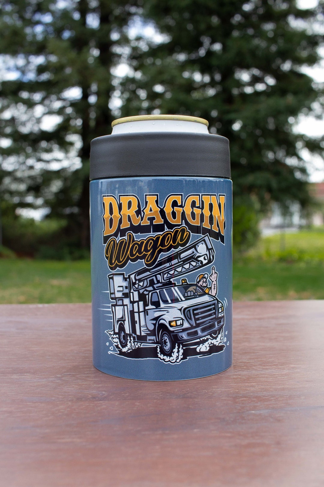 Draggin Wagon Lineman Beer Can Sleeve, Journeyman Lineman, Lineman Gift ...