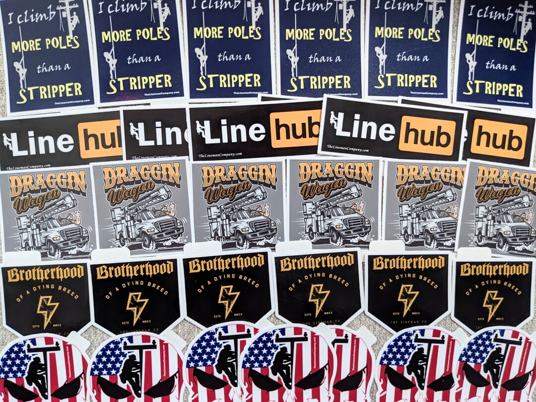 Lineman 5 Sticker Pack, Lineman Sticker, Lineman Gift, Lineman Decal ...