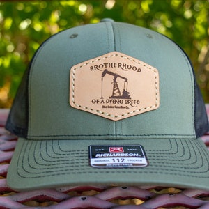 Oilfield Worker - Oil Rig Leather Patch Hat | Oilfield Gift, Great for ...