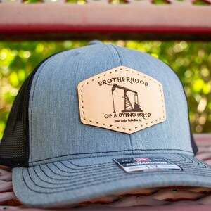 Oilfield Worker - Oil Rig Leather Patch Hat | Oilfield Gift, Great for ...