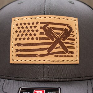 Plumber, American Flag, Leather Patch Hat, Journeyman Plumber Hat ...