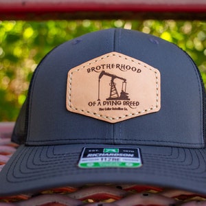 Oilfield Worker - Oil Rig Leather Patch Hat | Oilfield Gift, Great for ...