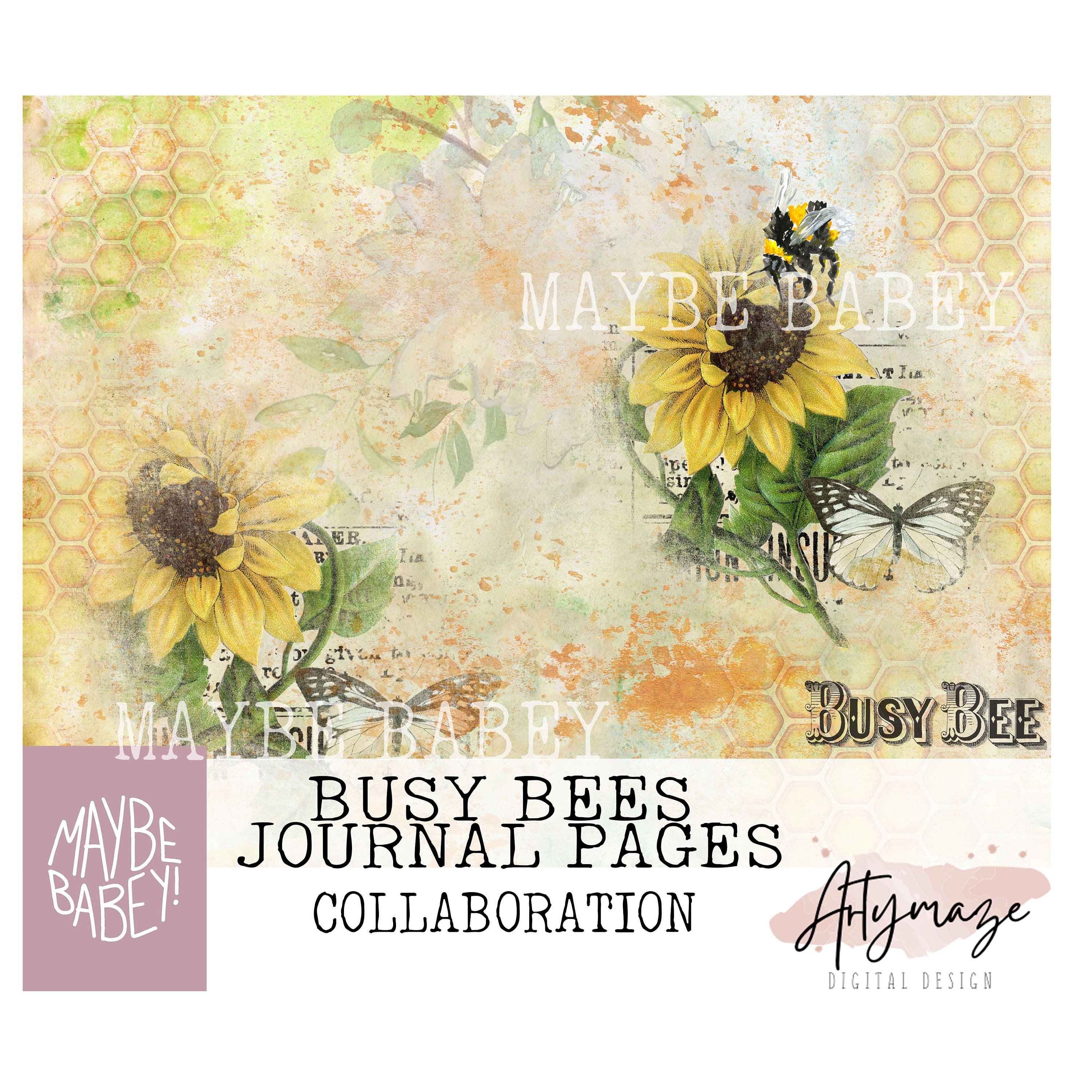 BUSY BEE Main Pages Collaboration With Artymaze, Junk Journal, Bee ...