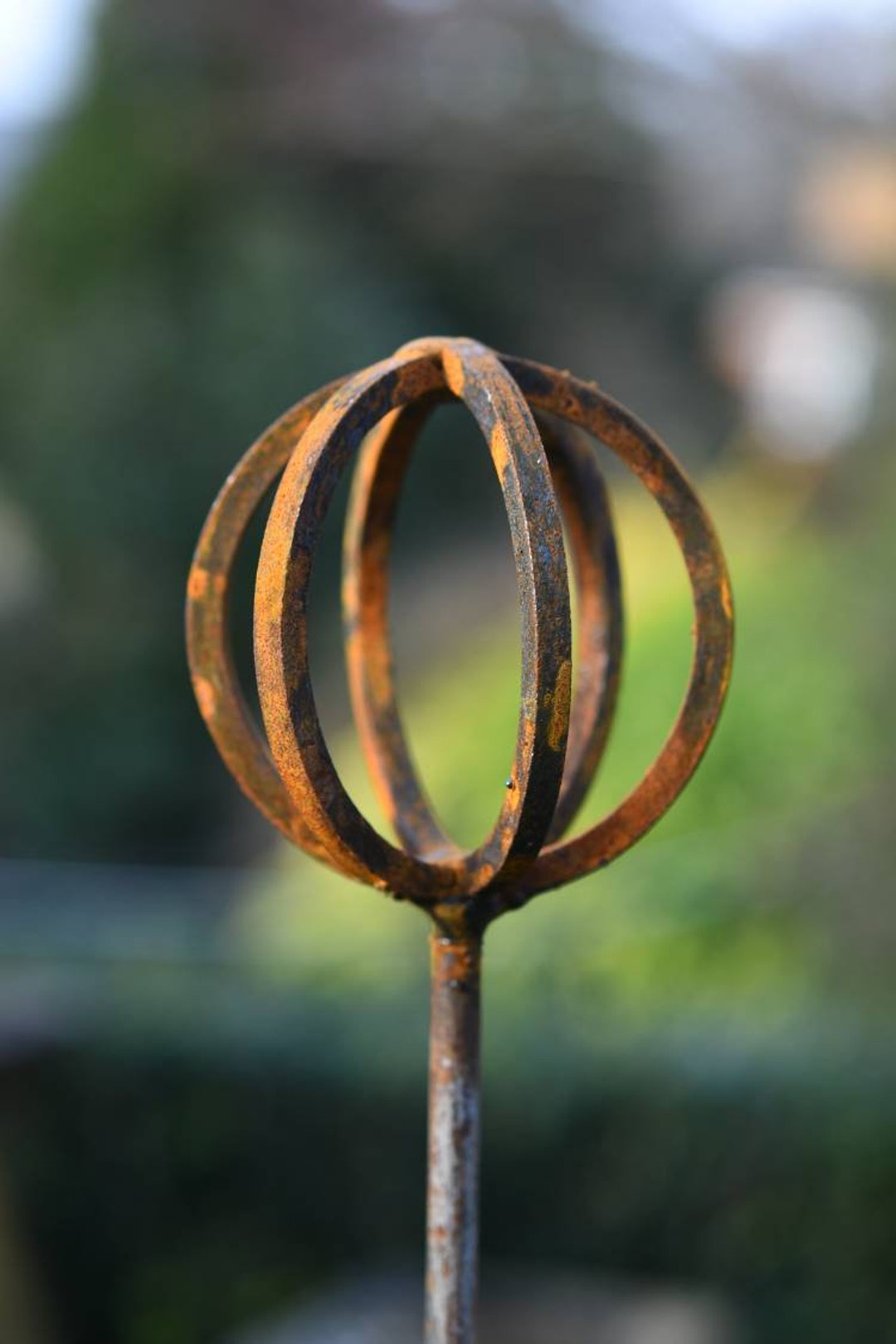 Rusty Metal Garden Ornament: Rustic Sphere Sculpture - Etsy