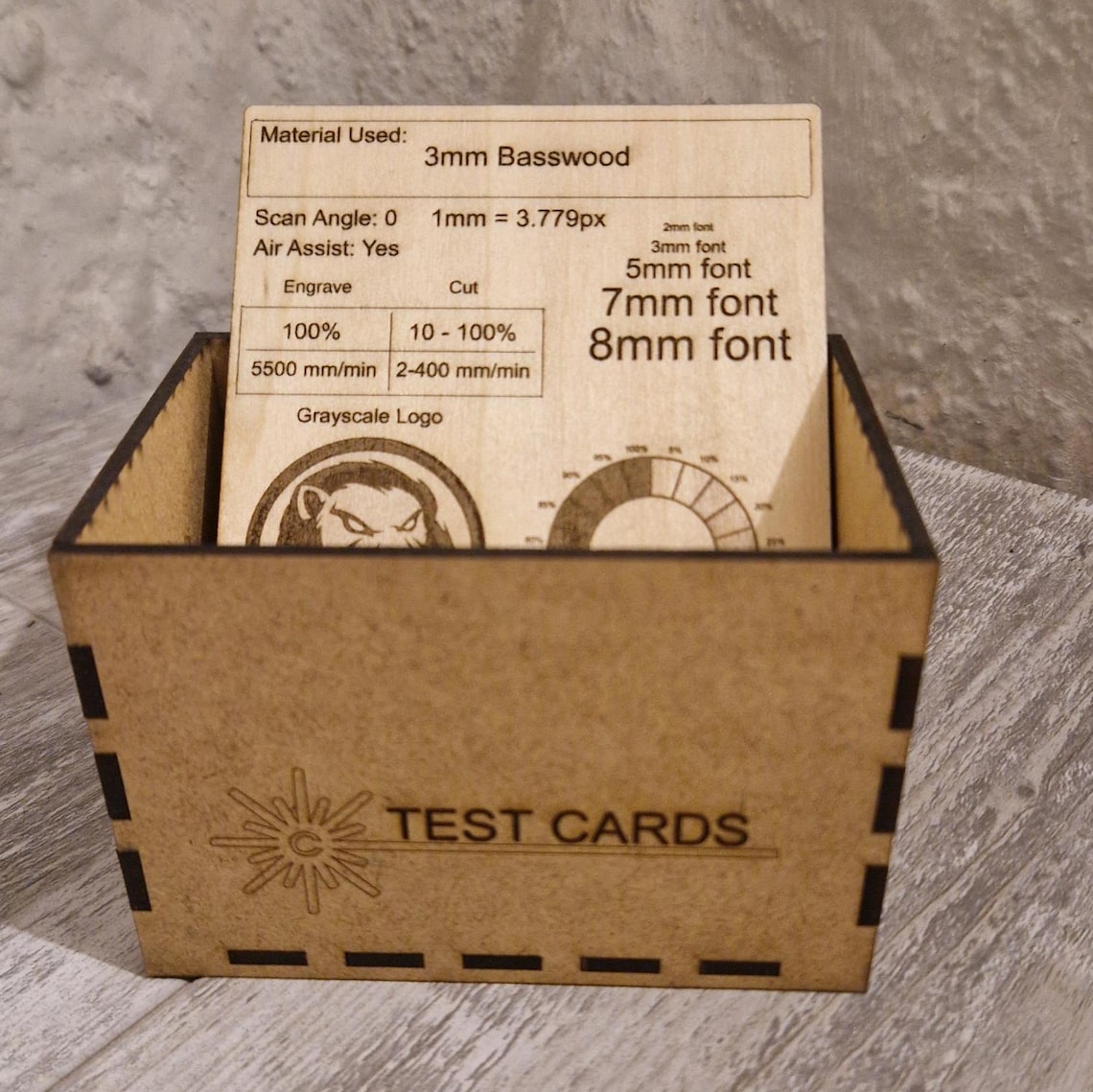 Laser Test Files, Light Burn Material Test Cards - Etsy