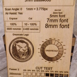 Laser Test Files, Light Burn Material Test Cards - Etsy