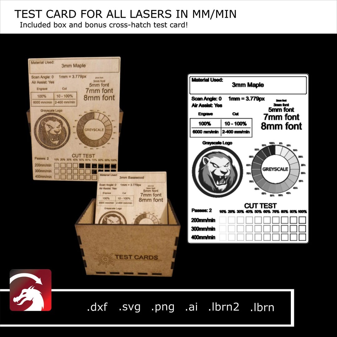 Laser Test Files, Light Burn Material Test Cards - Etsy