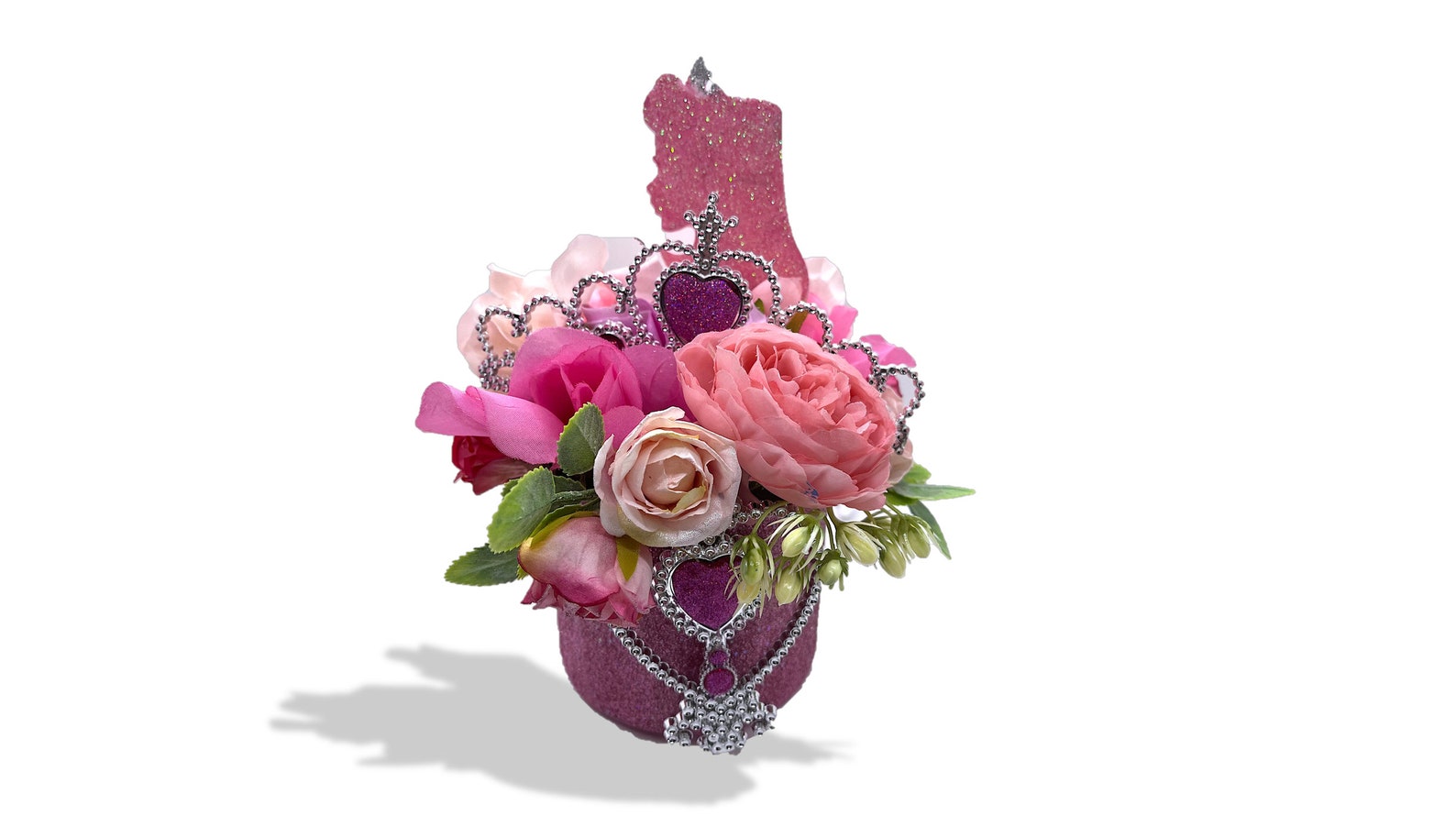 Disney Princess Floral Arrangement | Disney Decor | Glitter Cinderella ...