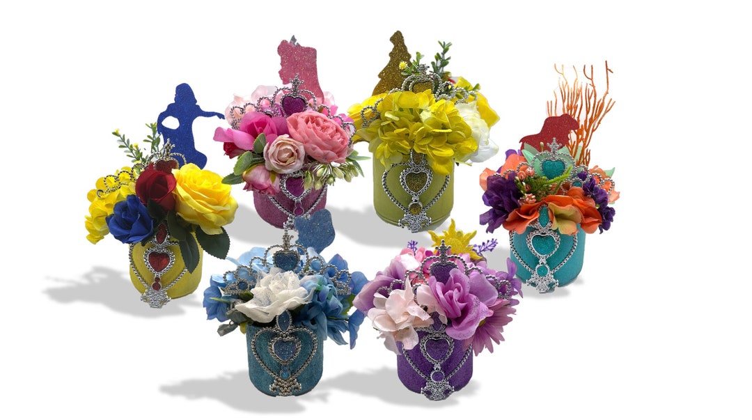 Disney Princess Floral Arrangement | Disney Decor | Glitter Cinderella ...