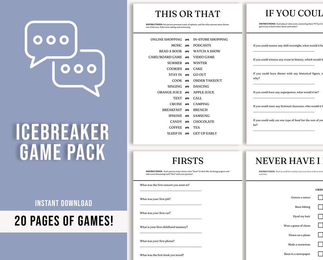 Printable Icebreaker Games | Work Party Games | Office Party Games ...