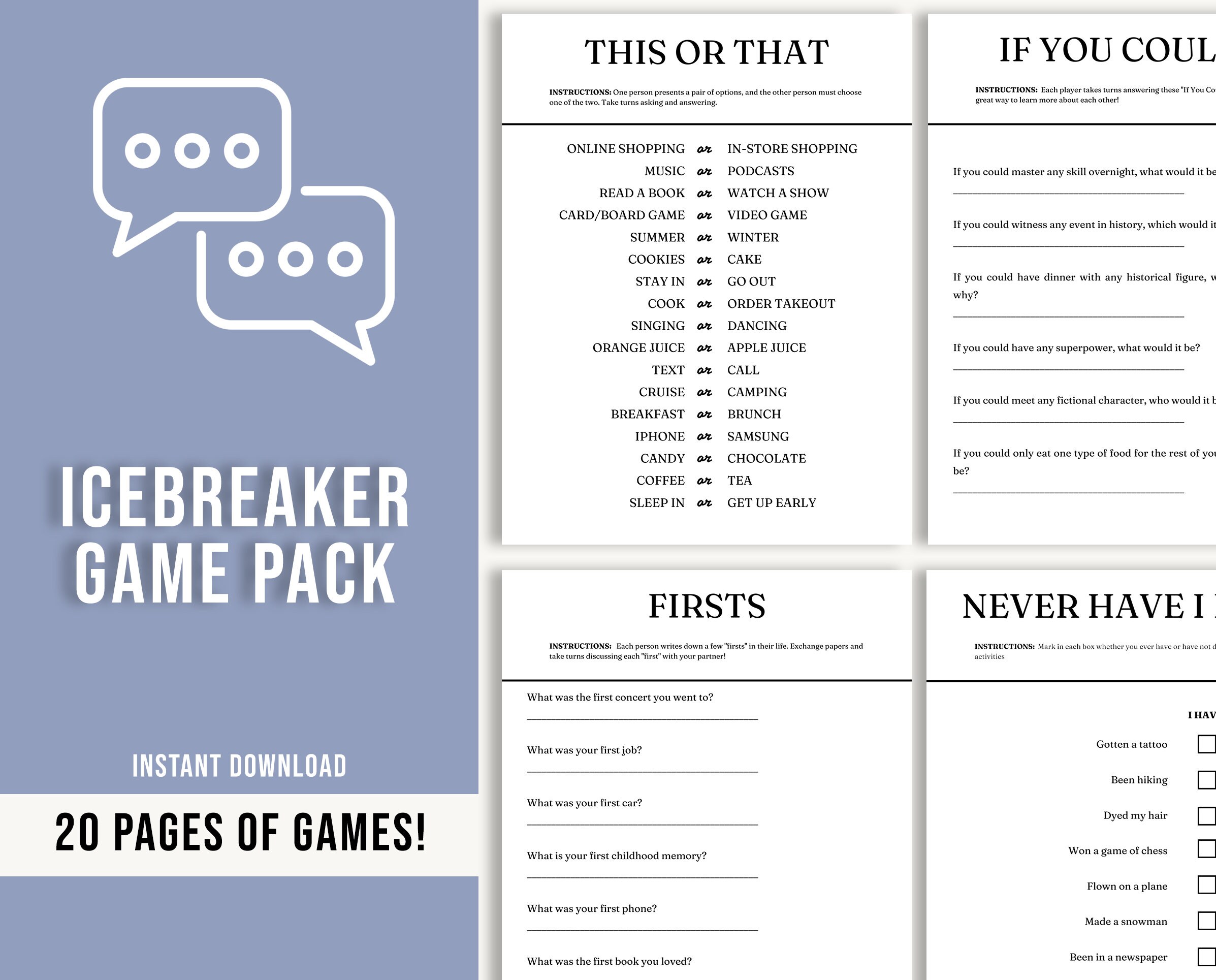 Printable Icebreaker Games Work Party Games Office Party Games ...