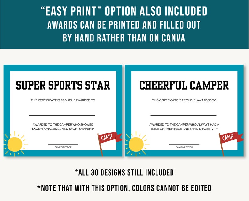 Editable Summer Camp Award Certificates | Camp Awards | Day Camp Awards ...