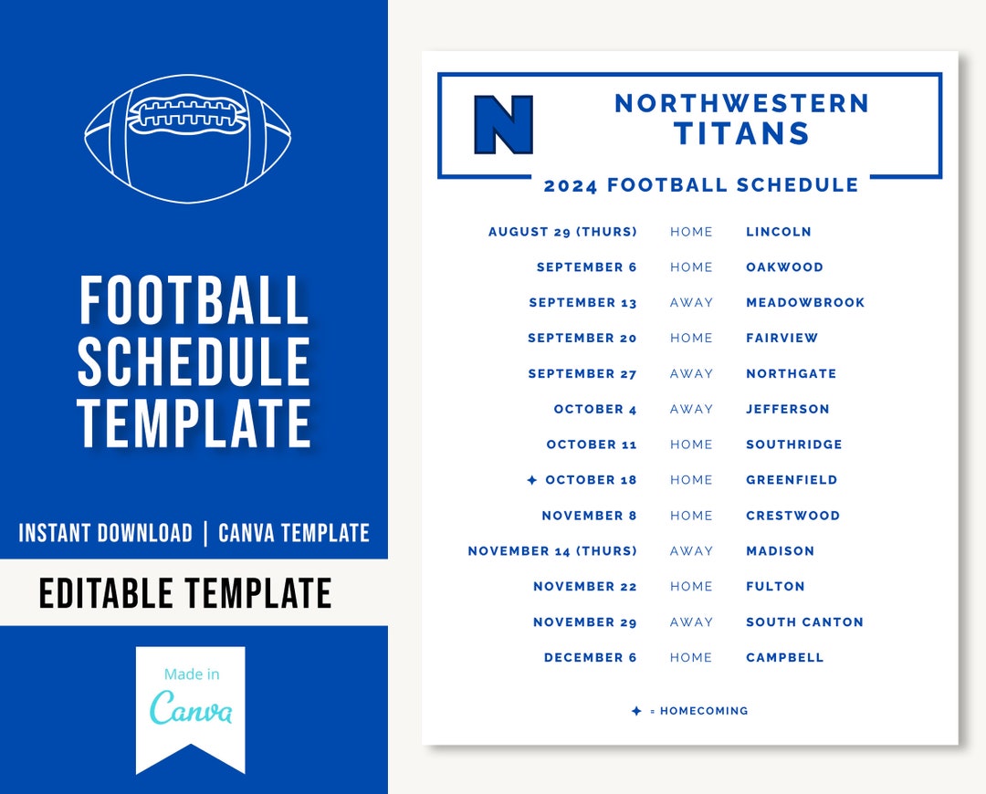 Editable Football Schedule Template | Football Schedule Template ...