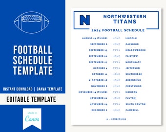 Editable Football Schedule Template | Football Schedule Template ...