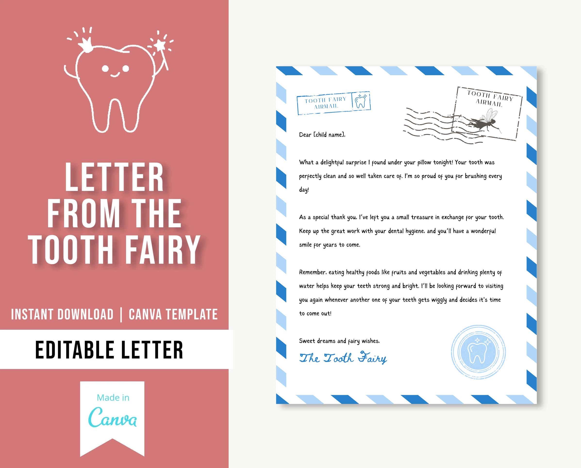 Letter From Tooth Fairy | Tooth Fairy Template | Tooth Fairy Letter ...