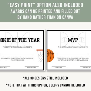 Editable Basketball Award Certificates | Basketball Team Awards | End ...