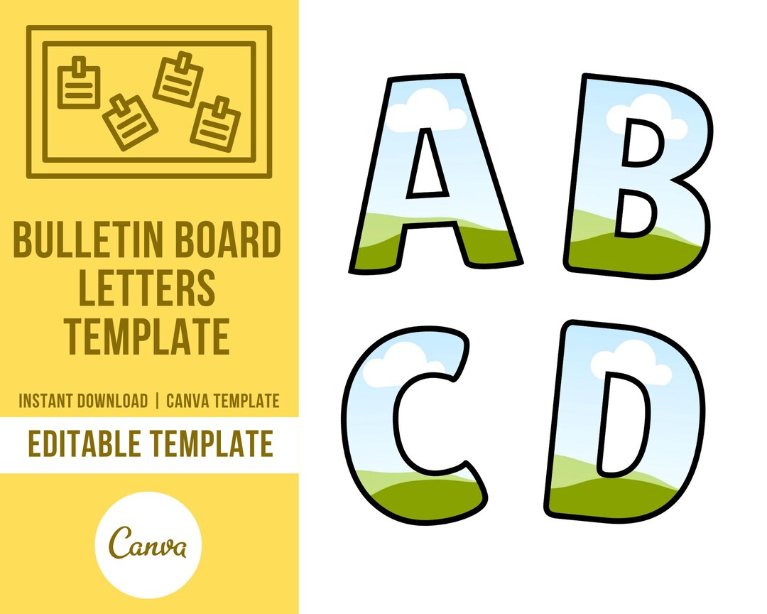 Editable Bulletin Board Letters Canva Template | Customizable Door ...