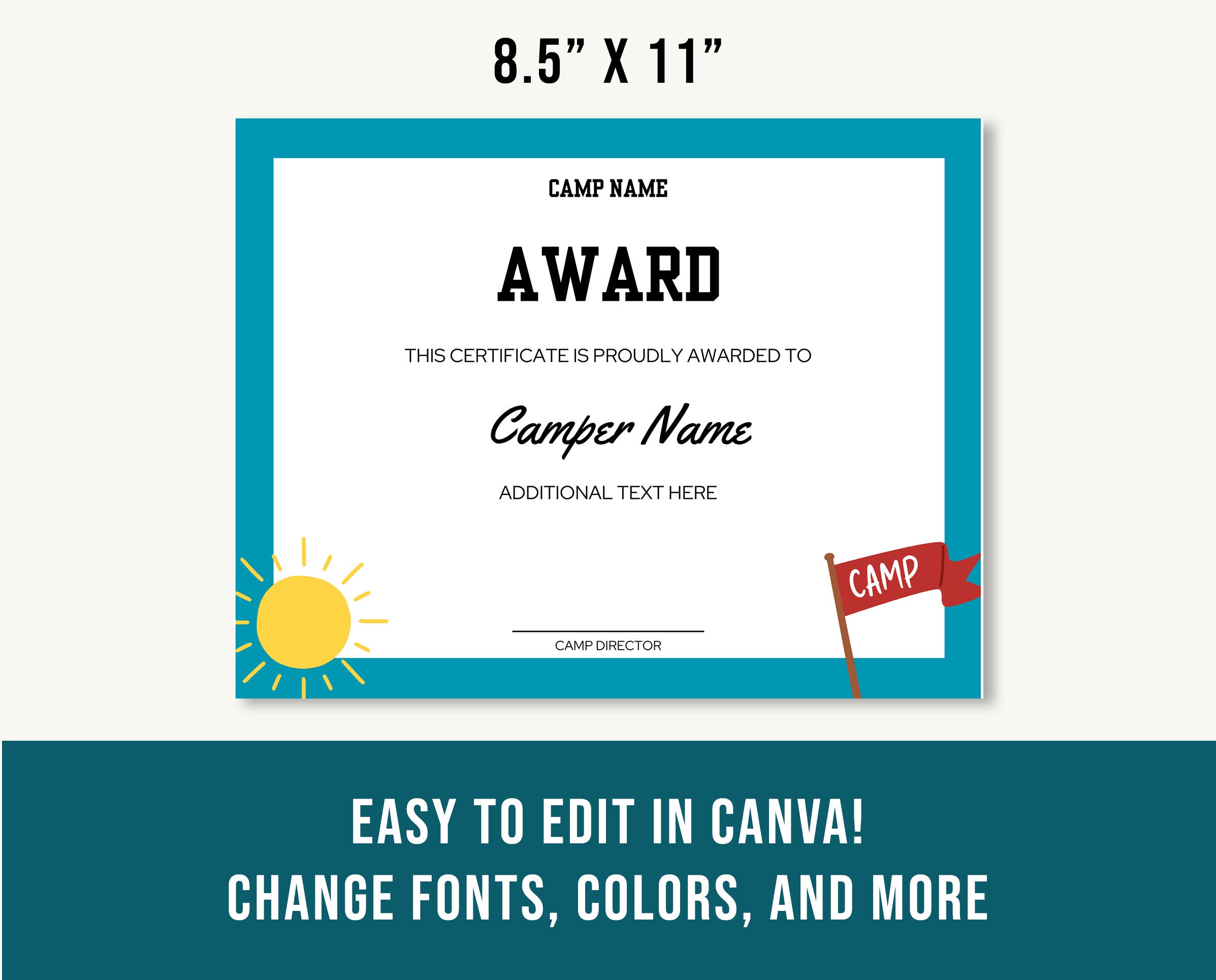 Editable Summer Camp Award Certificates | Camp Awards | Day Camp Awards ...