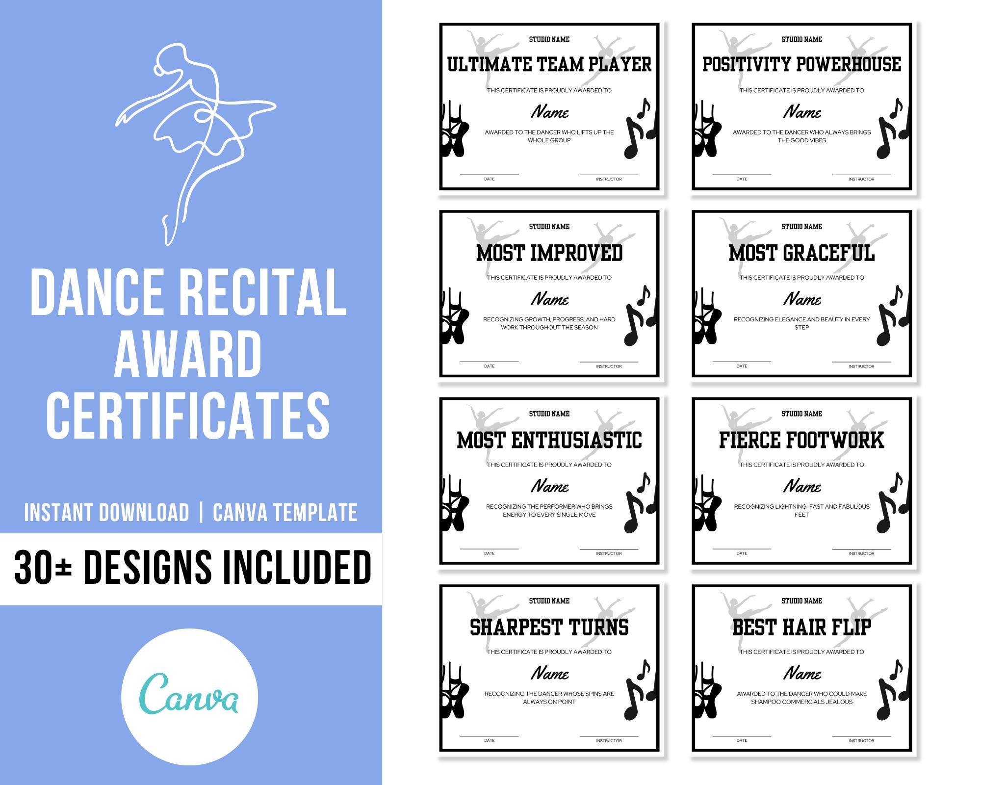 Editable Dance Recital Award Certificates | Dance Recital Awards ...