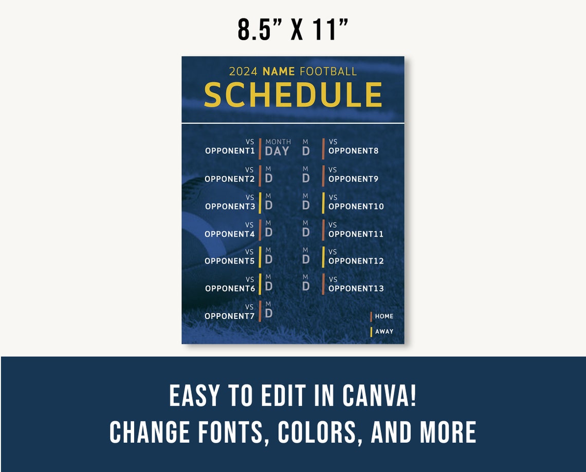 Editable Football Schedule Template | Football Schedule Template ...