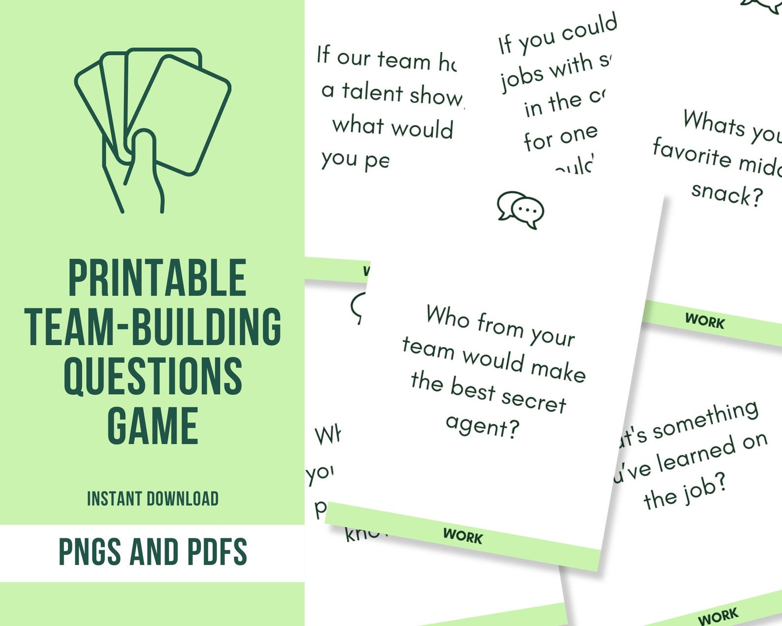 Table Talk Work Questions Game | Printable Team Building Game | Work ...
