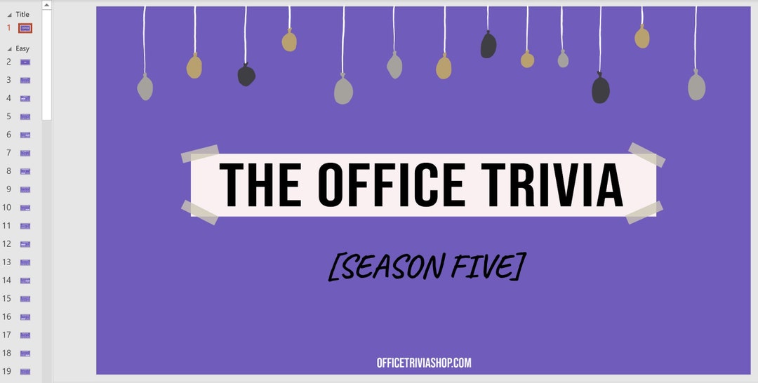 The Office Season 5 Pack A Trivia Game | Powerpoint / Excel Trivia Game ...
