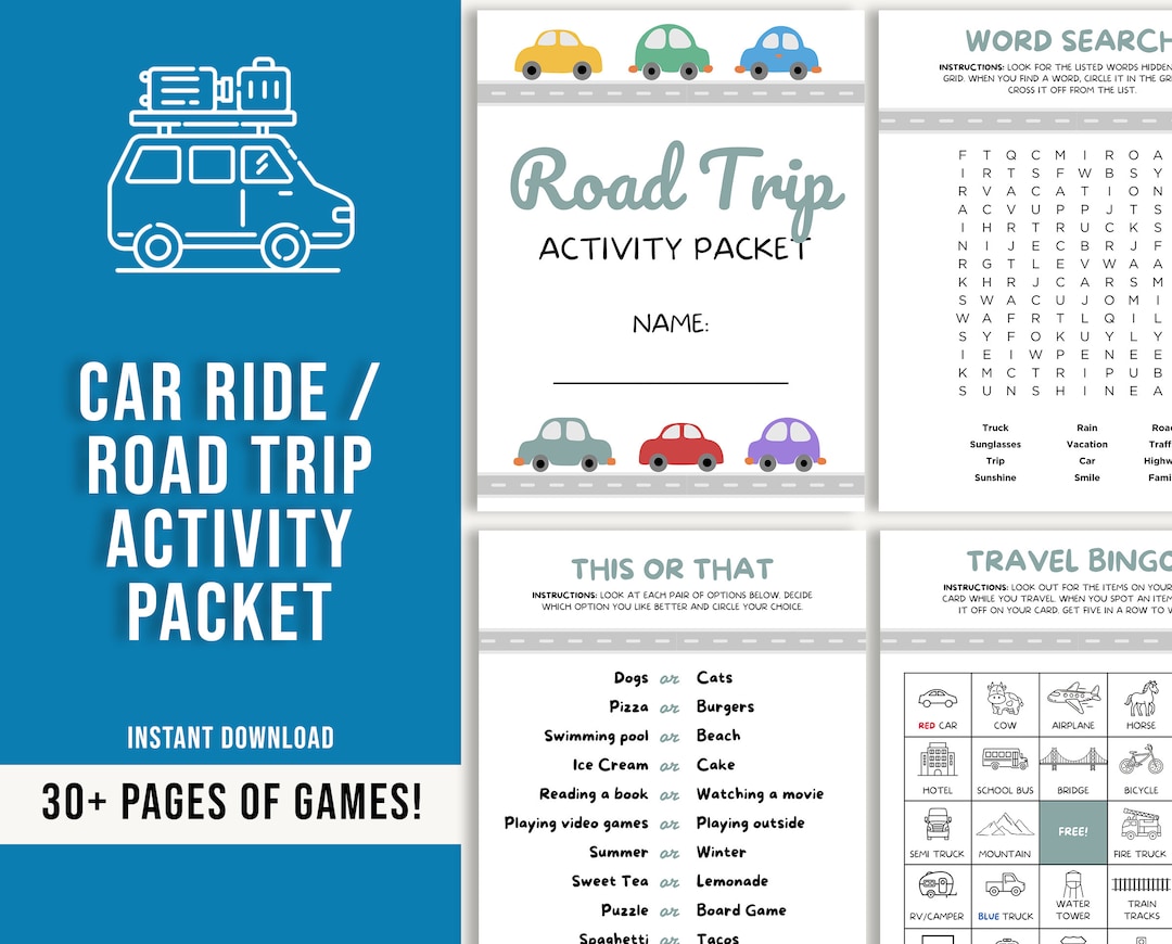 Road Trip Games | Car Ride Games | Activity Packet Game Bundle | Kids ...