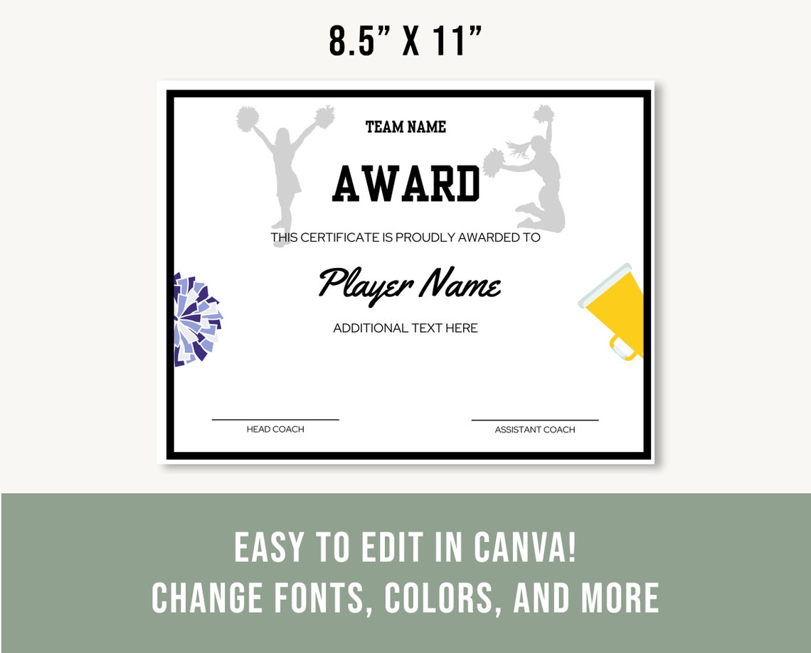 Editable Cheerleading Award Certificates | Cheerleading Team Awards ...