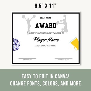 Editable Cheerleading Award Certificates | Cheerleading Team Awards ...