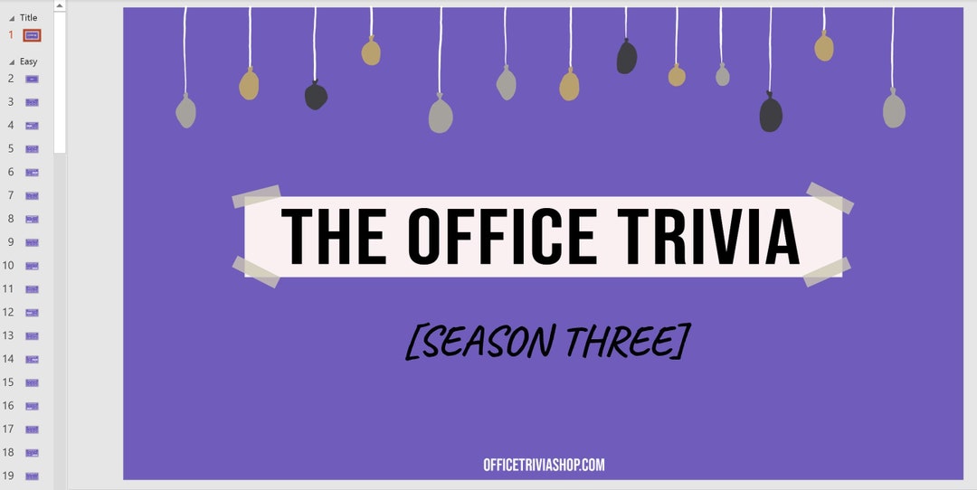 The Office Season 3 Pack A Trivia Game | Powerpoint / Excel Trivia Game ...