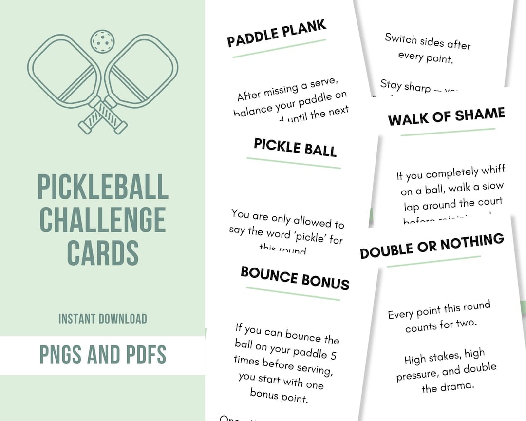 Pickleball Challenge Cards Digital Download | Printable Funny ...
