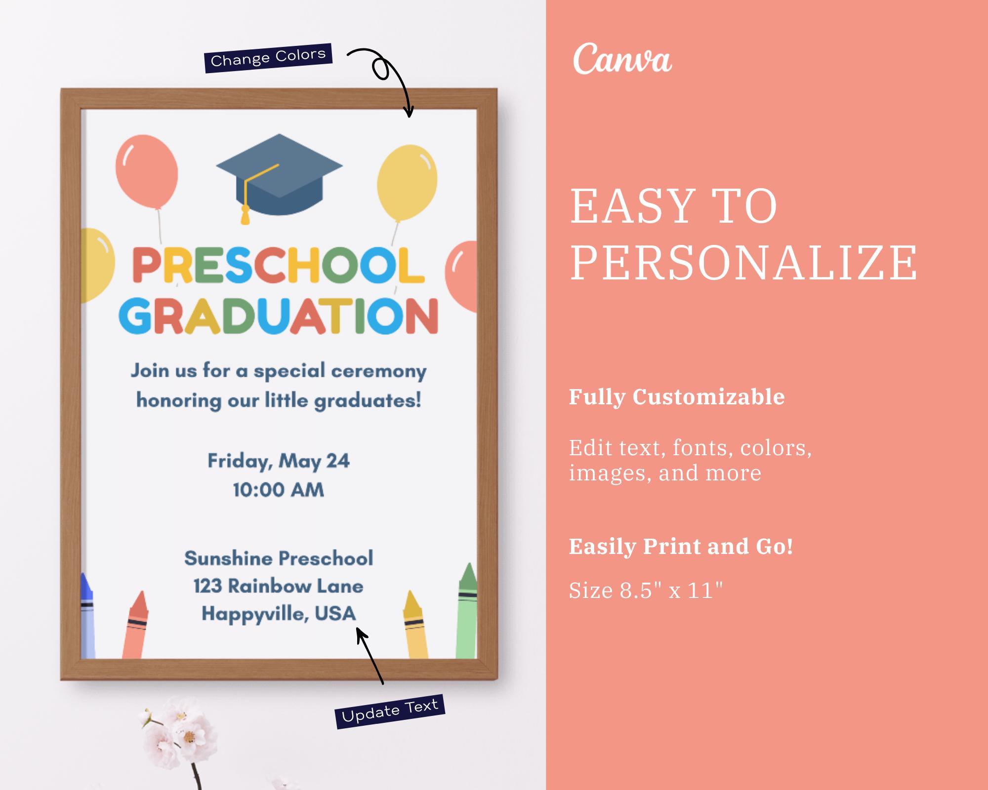 Editable Preschool Graduation Flyer Template | Preschool Graduation ...