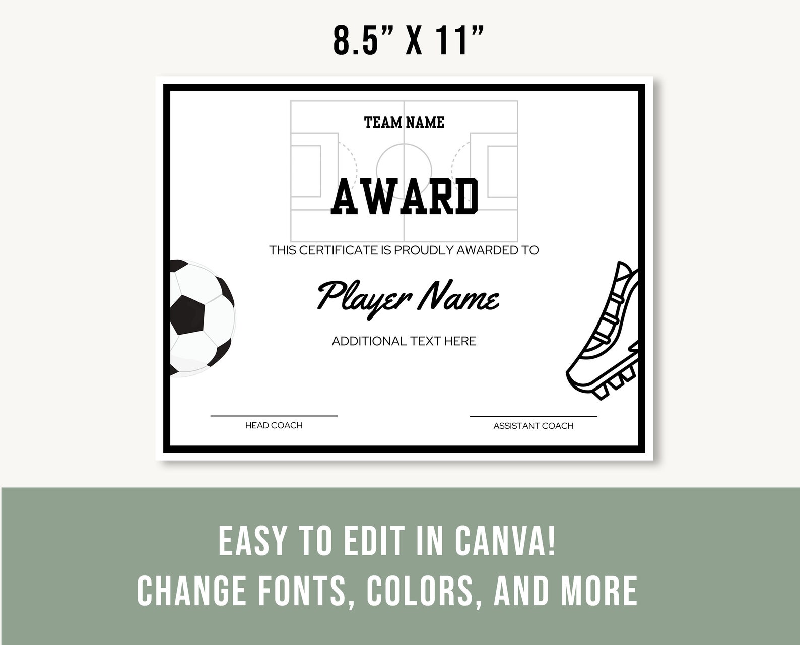 Editable Soccer Award Certificates | Soccer Team Awards | End of the ...