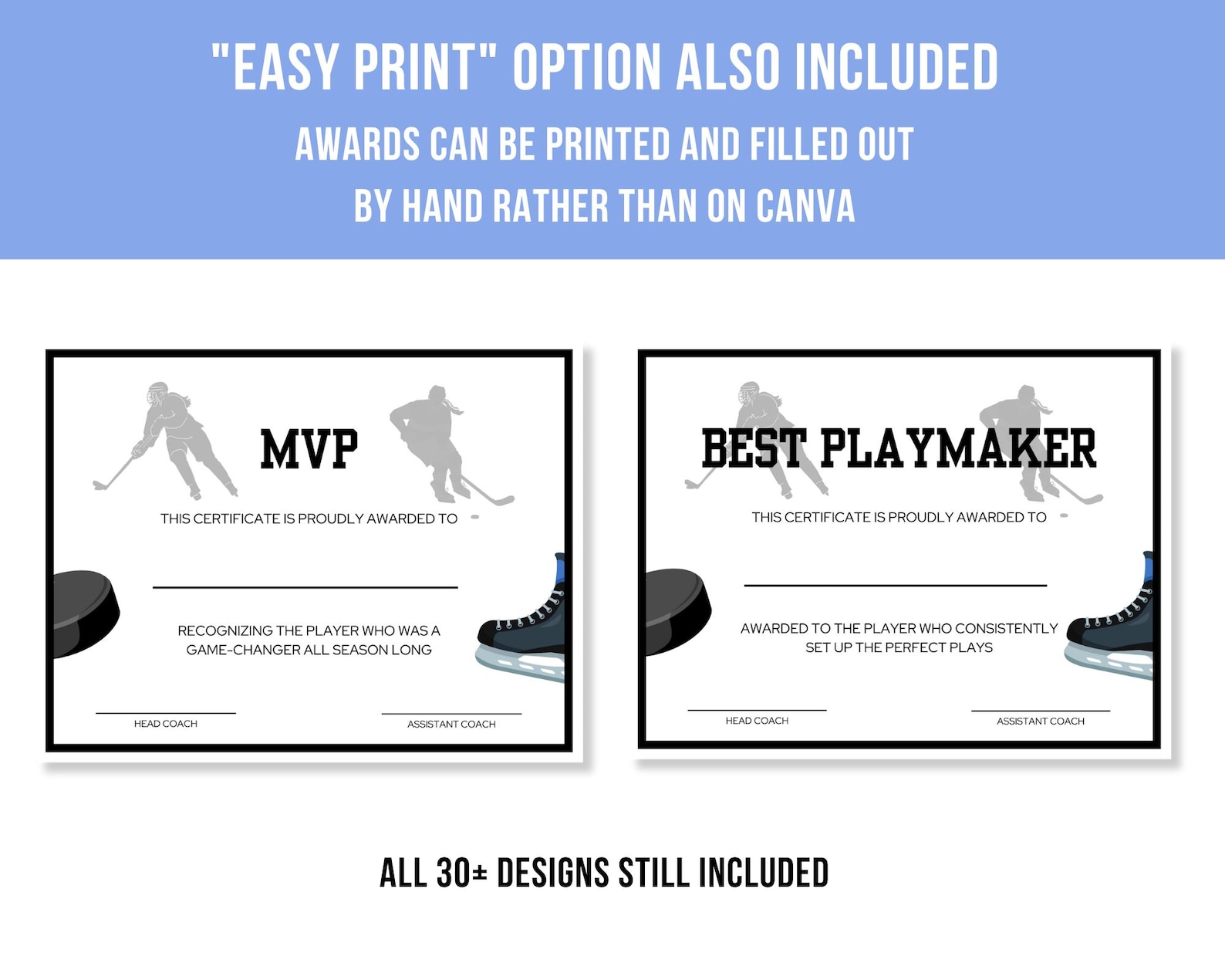 Editable Womens Hockey Award Certificates | Womens Hockey Team Awards ...
