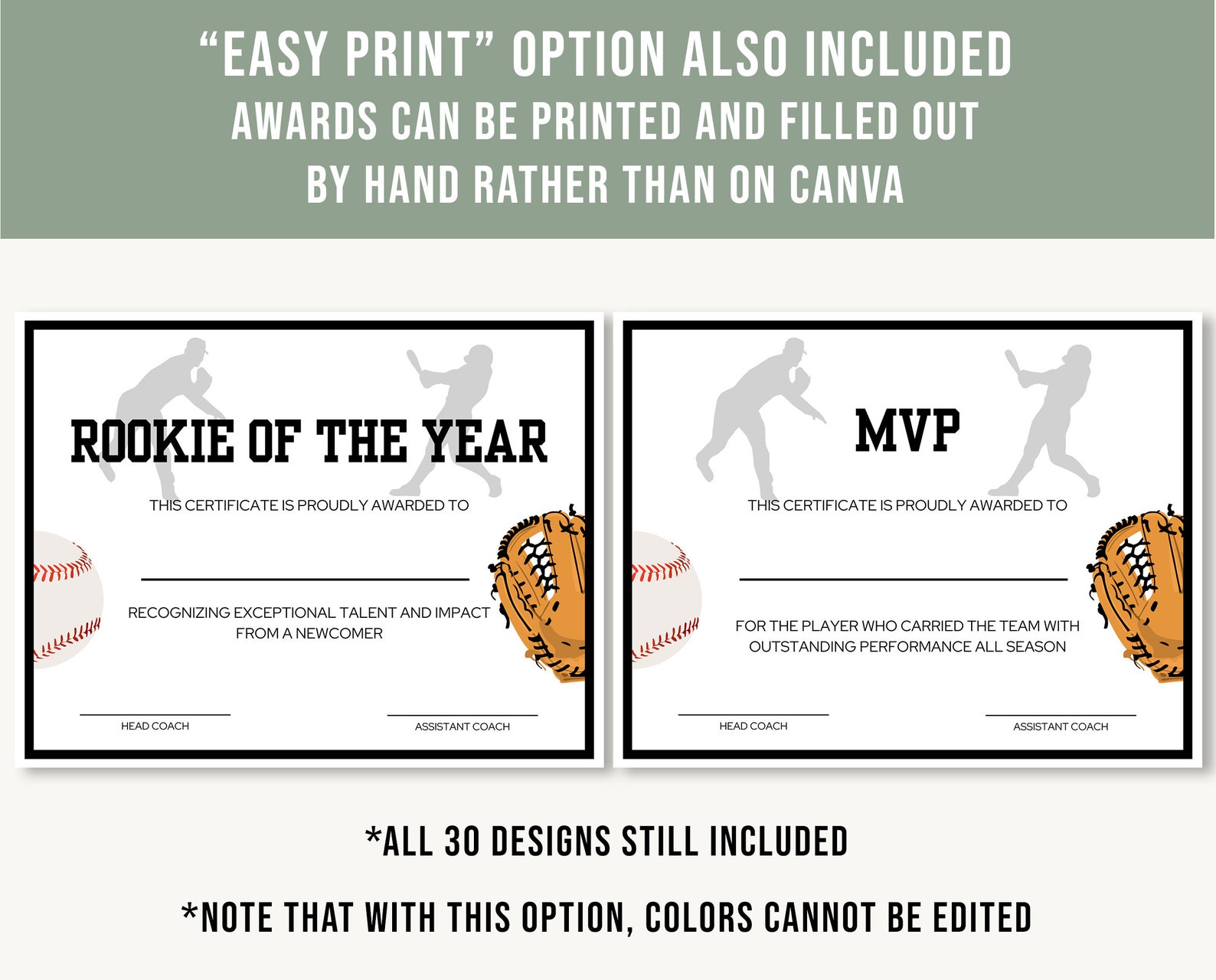 Editable Baseball Award Certificates | Baseball Team Awards | End of ...