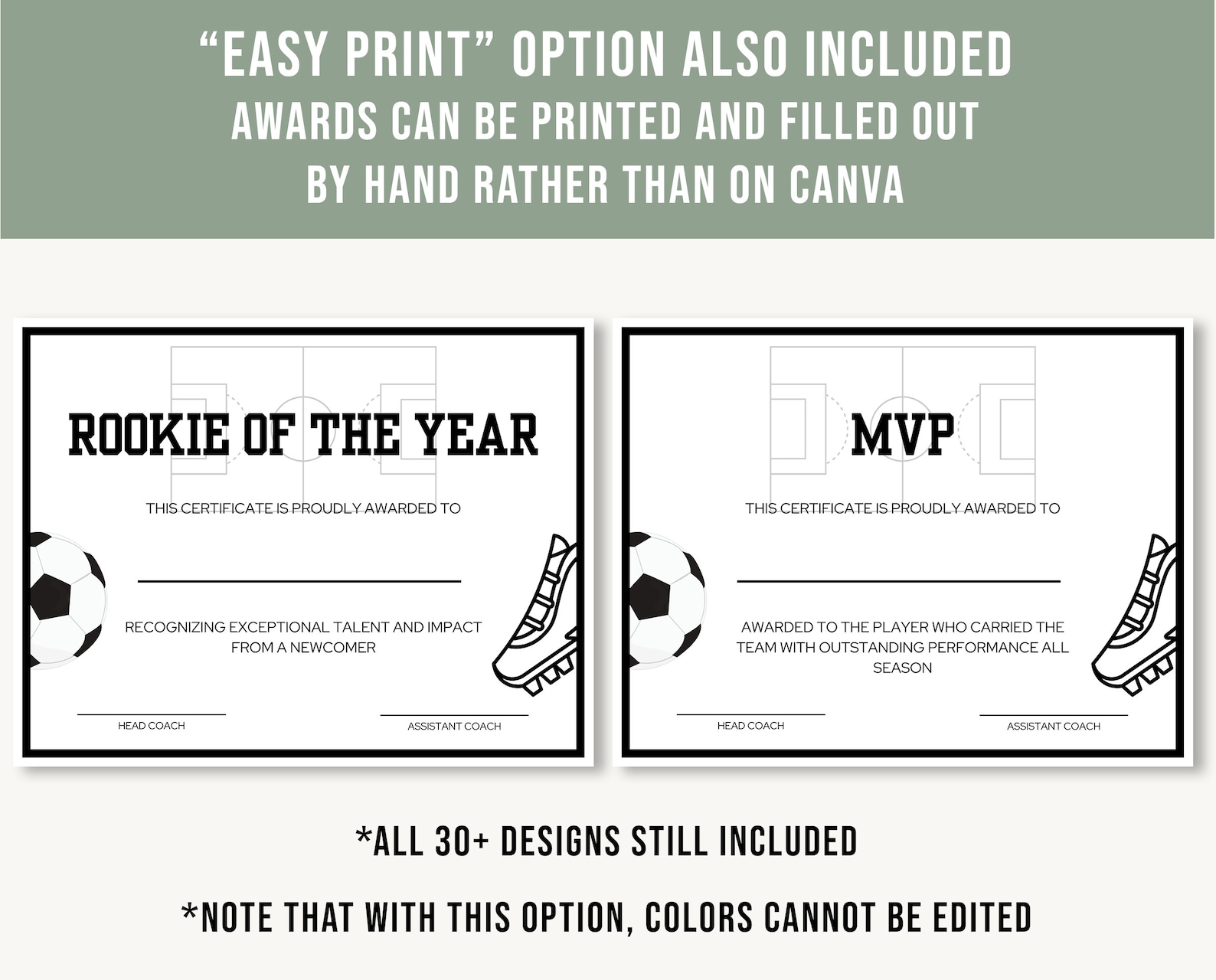 Editable Soccer Award Certificates | Soccer Team Awards | End of the ...